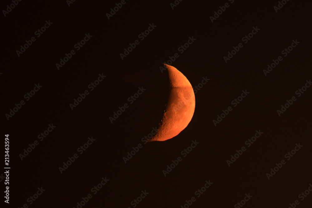 Red Waxing Crescent Moon