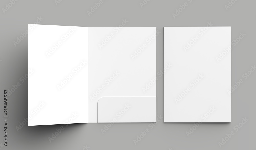 A4 size single pocket reinforced folder mock up isolated on gray ...