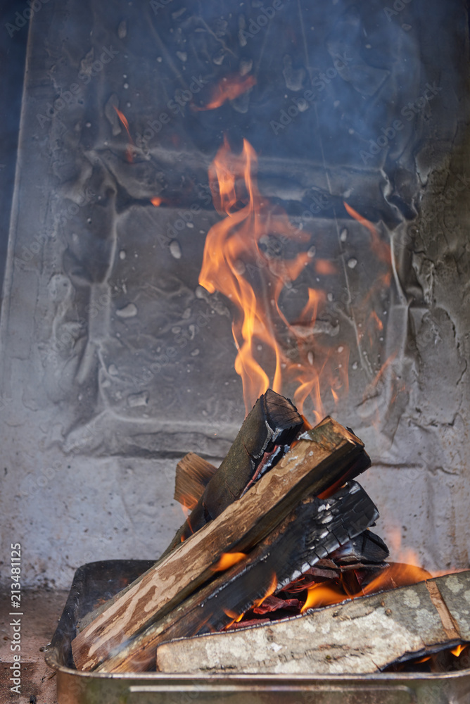 Fire burning for grilled meat Stock Photo | Adobe Stock