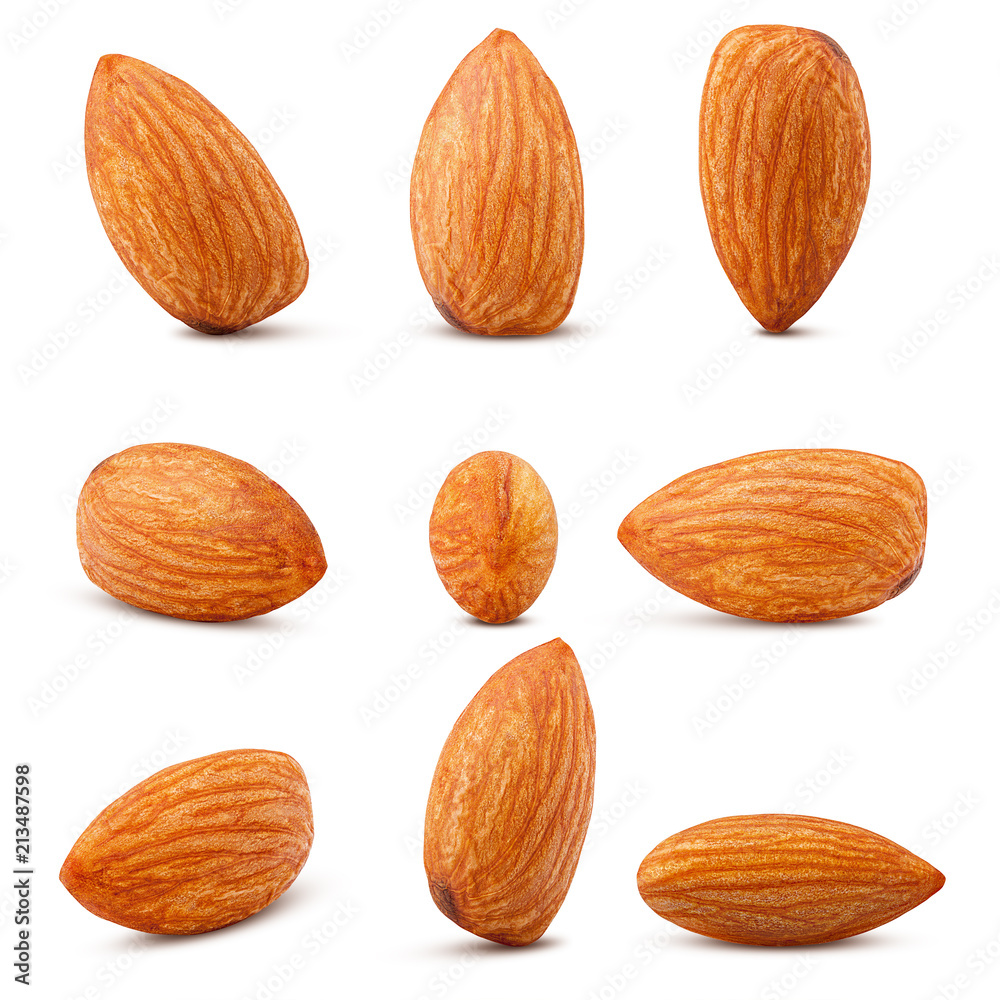 almond isolated on white background, clipping path, full depth of field ...
