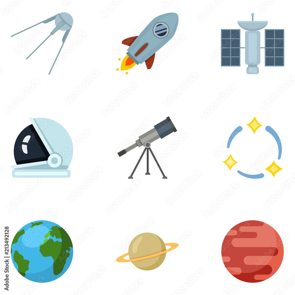 Vector Set of Color Space Icons. Astronomy Symbols. Stock Vector ...