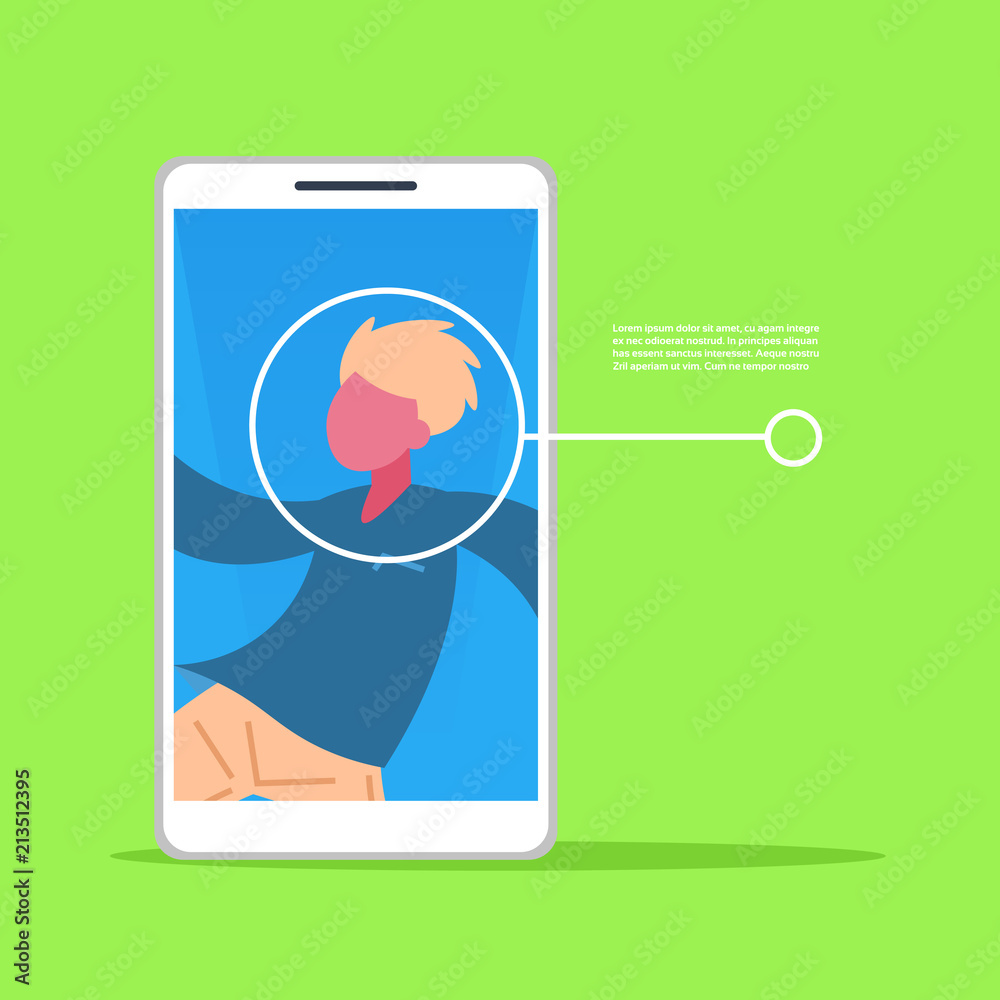 smartphone application man face identification authorization isometric ...