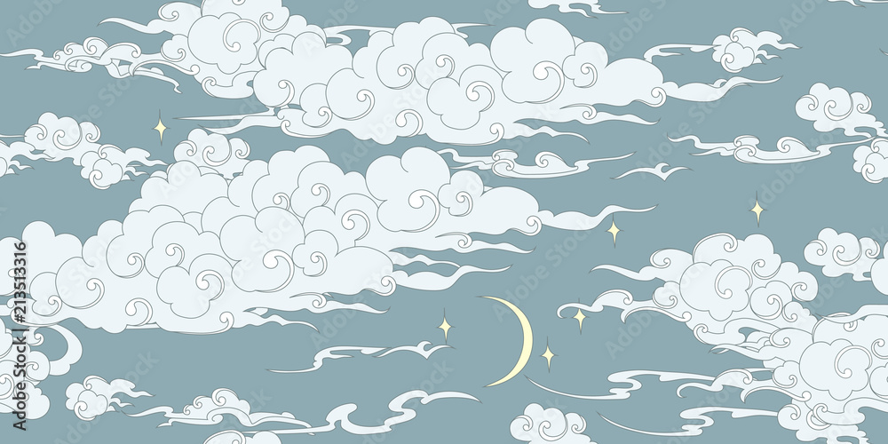 Seamless cloud pattern Stock Vector | Adobe Stock