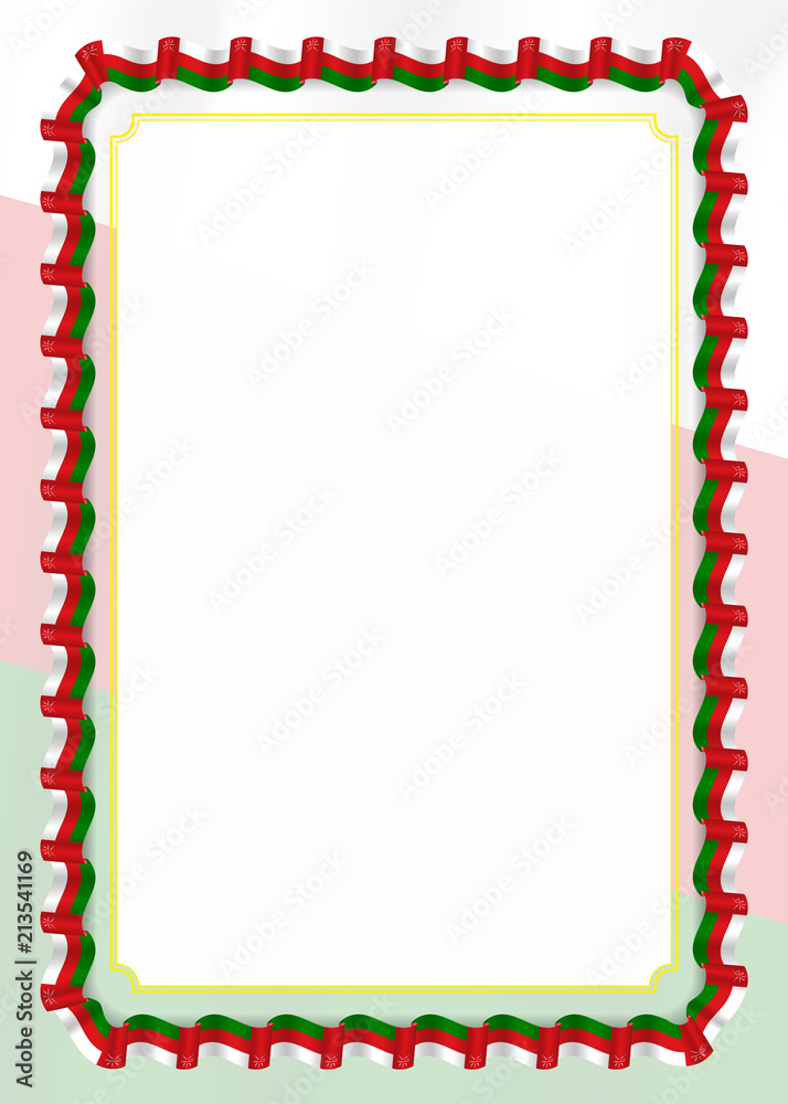 Frame and border of ribbon with Oman flag, template elements for your ...
