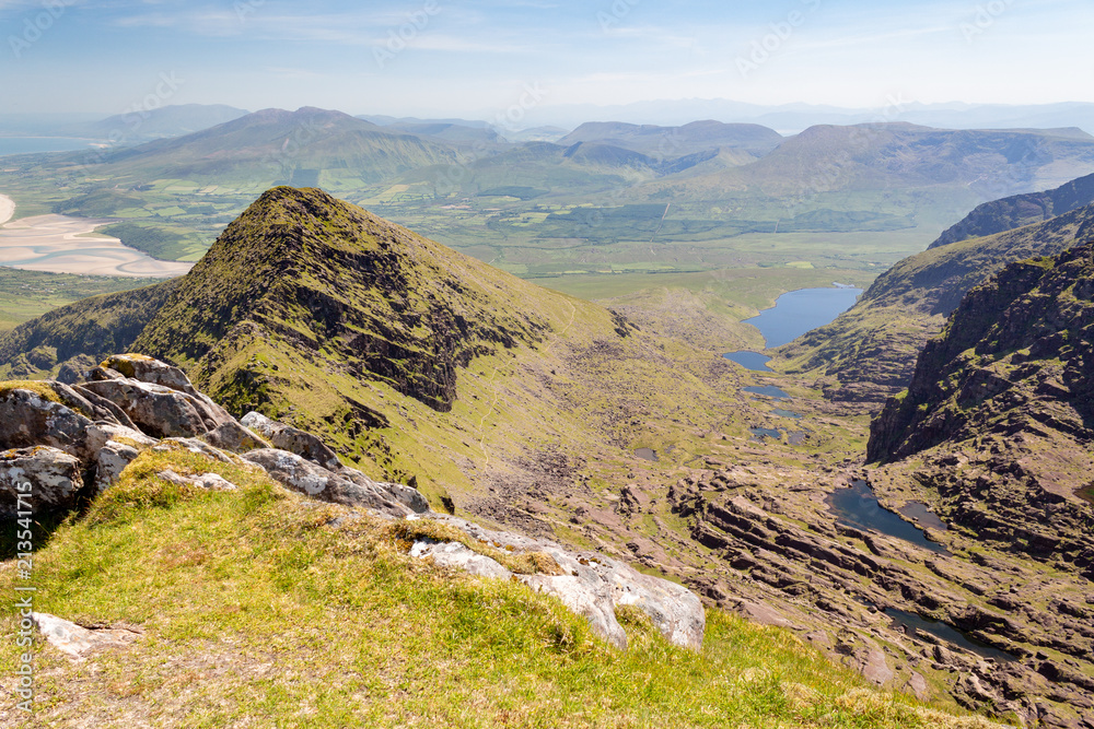 Summer view looking east along Faha Ridge and Pater Noster Lakes ...