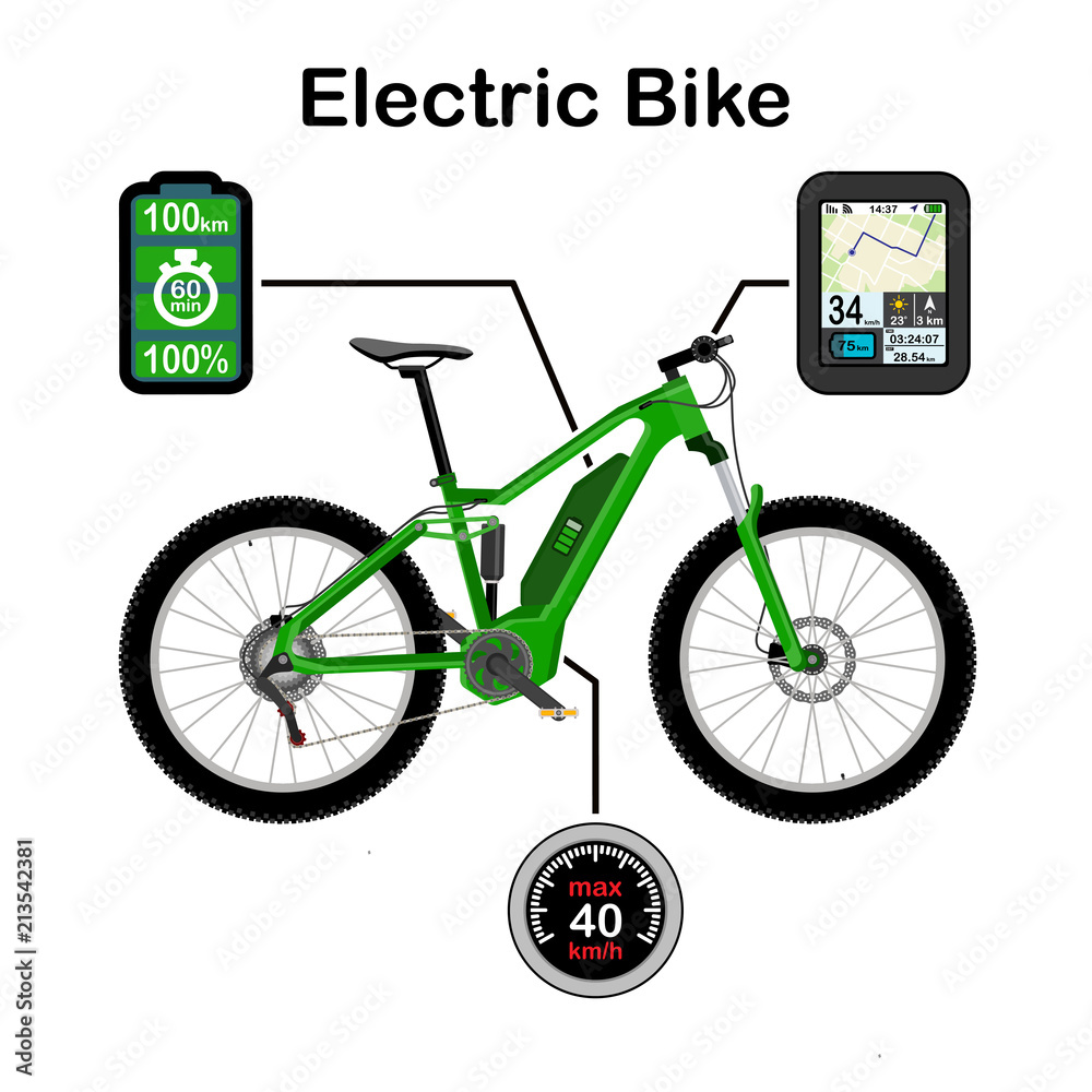 Electric bike vector illustration isolated on white background Stock ...