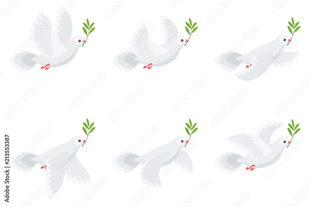 Illustration of flying dove holding olive branch animation sprite sheet ...