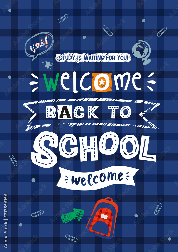 vector comic poster "back to school", lettering Stock Vector | Adobe Stock