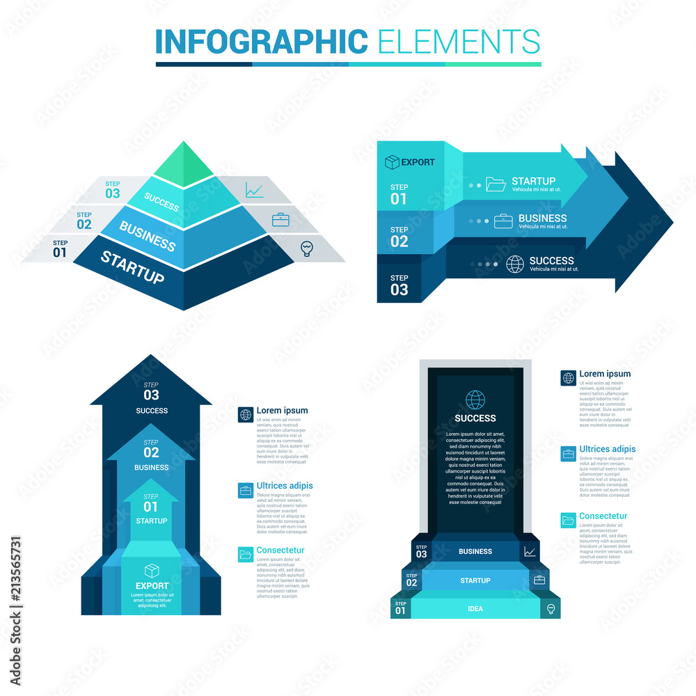 Perspective Arrow, Pyramid and Door Blue Template. Elements are layered ...