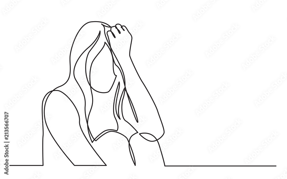 continuous line drawing of addicted woman in despair Stock Vector ...