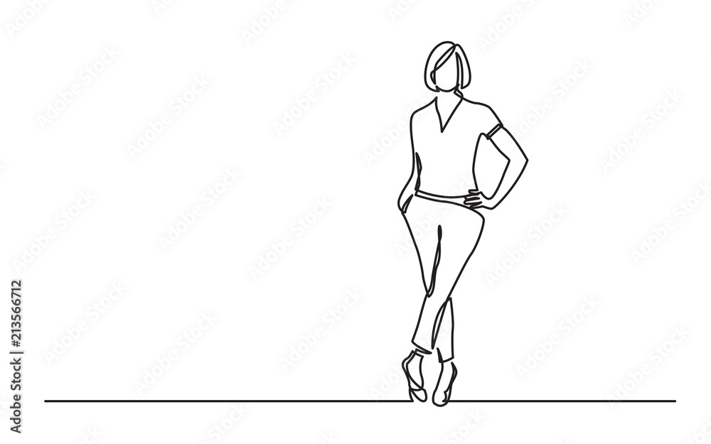 continuous line drawing of confident woman posing standing Stock Vector ... continuous line drawing of confident woman posing standing Stock Vector ...