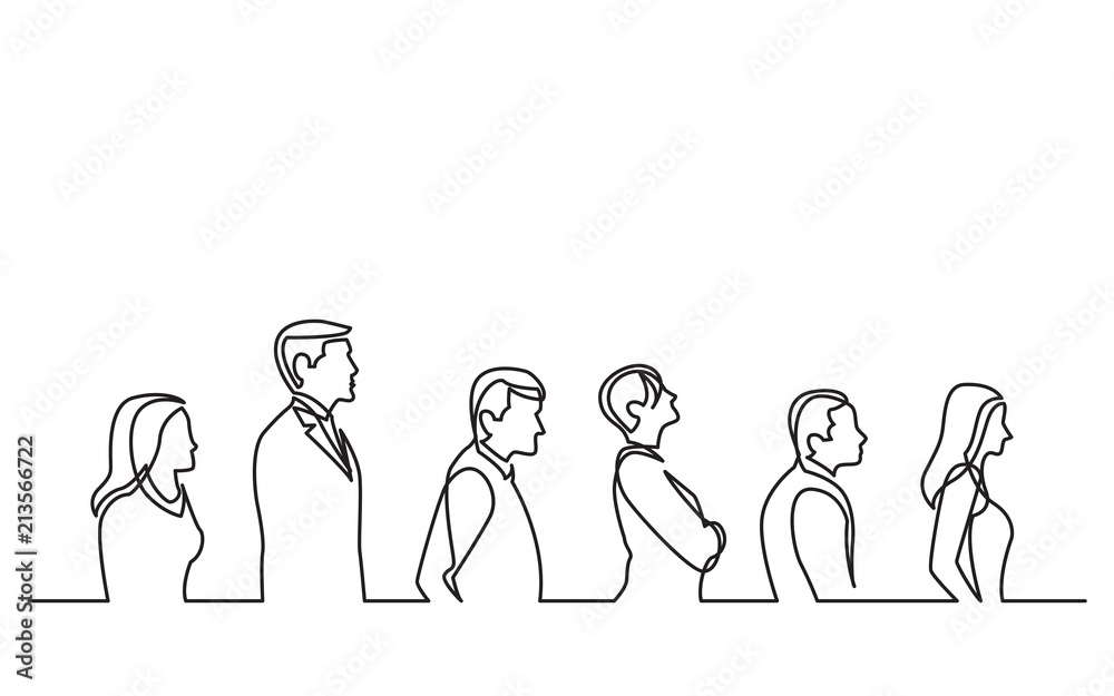 People Standing In Line Silhouette