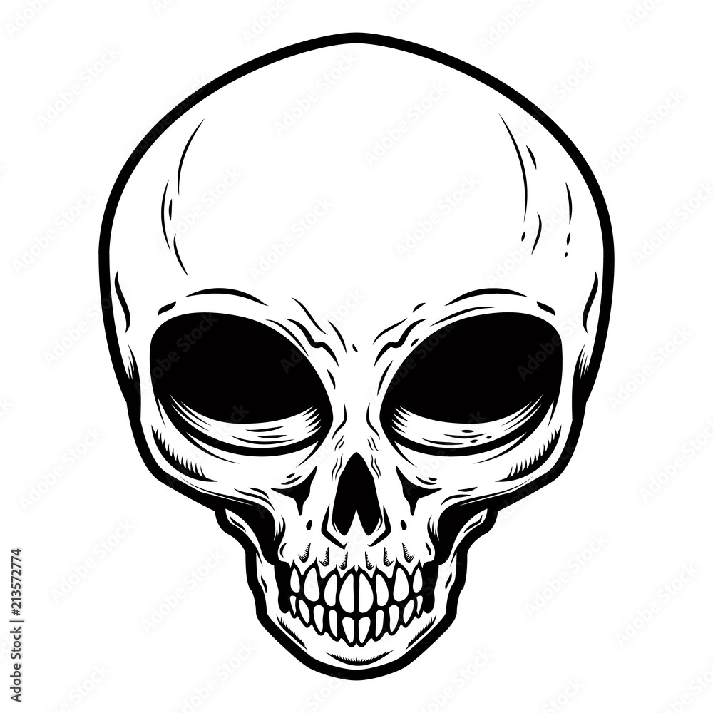 Illustration of alien skull isolated on white background. Design ...