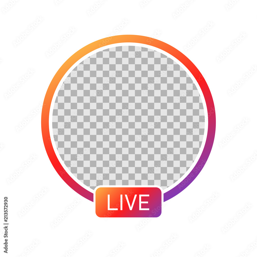 Social media icon avatar stories user LIVE video streaming colorful ...