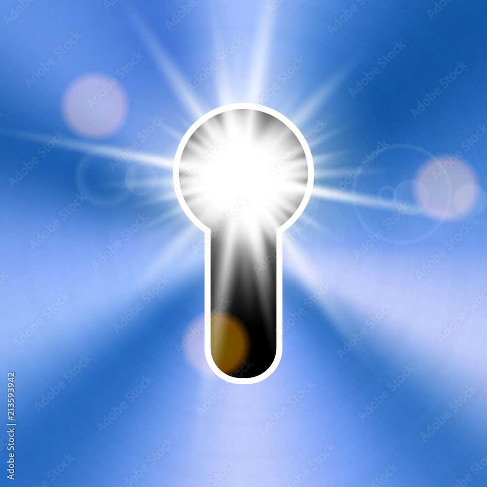 Creative vector illustration of realistic bright glossy metal keyhole ...