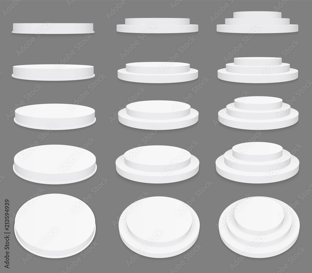Creative vector illustration of 3d round stage podium set isolated on ...