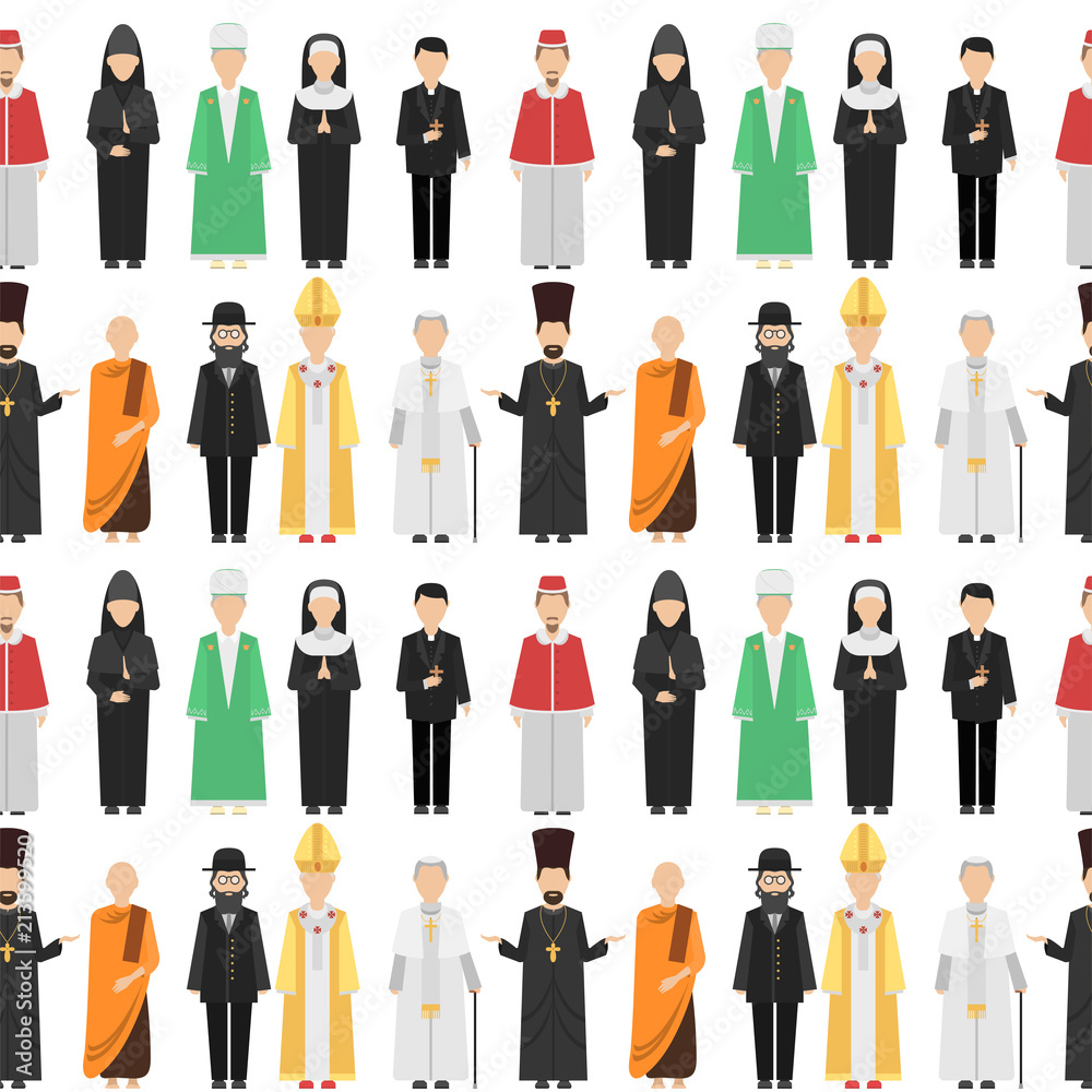 Religion people characters vector group of different nationalities ...