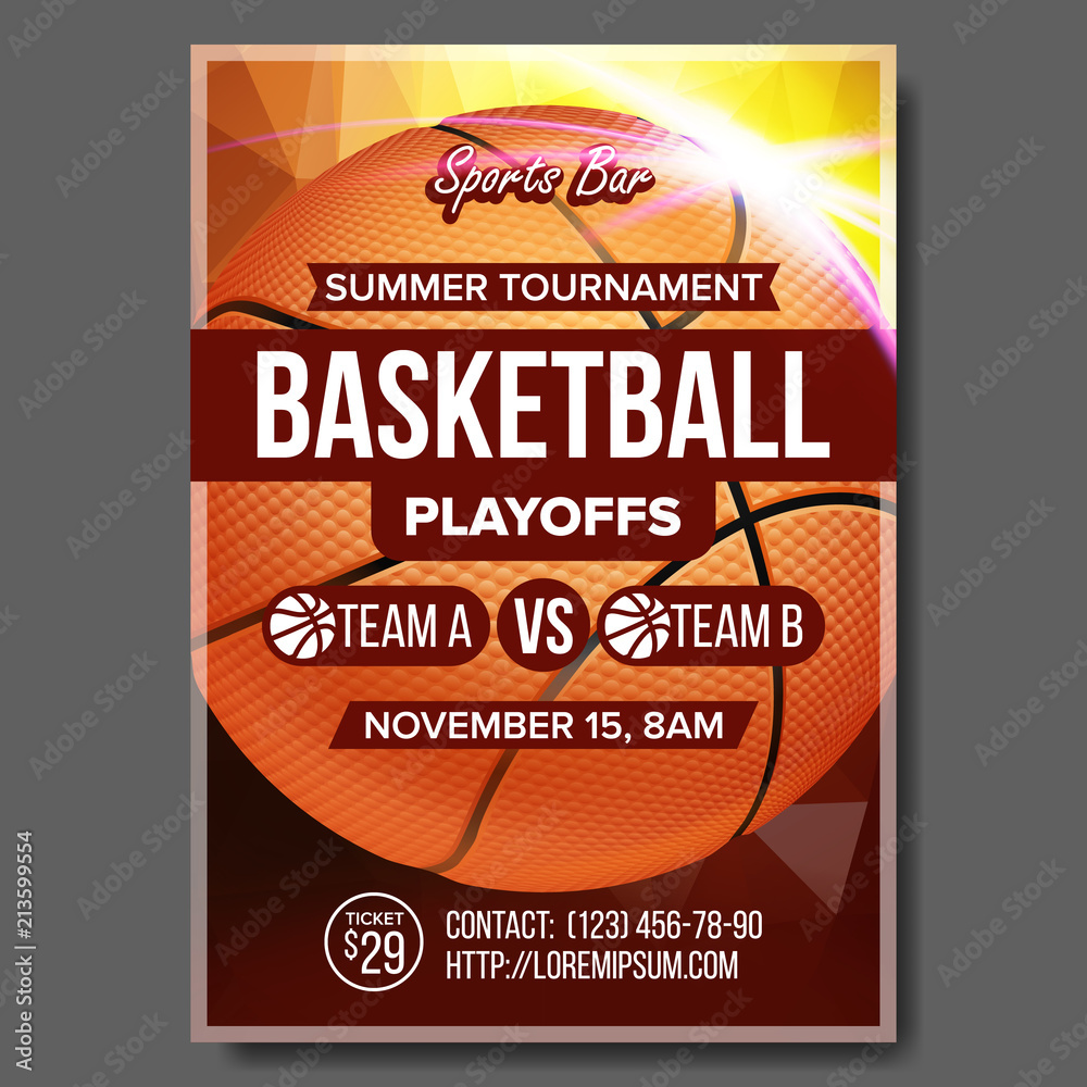 Basketball Poster Vector. Design For Sport Bar Promotion. Basketball ...