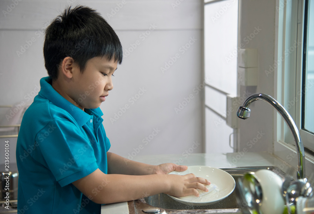 Boy Washing Dishes