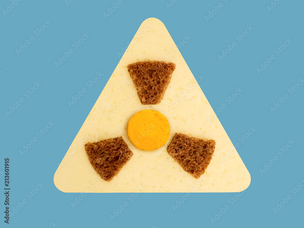Radioactive radiation danger symbol with yellow and black stripes made ...