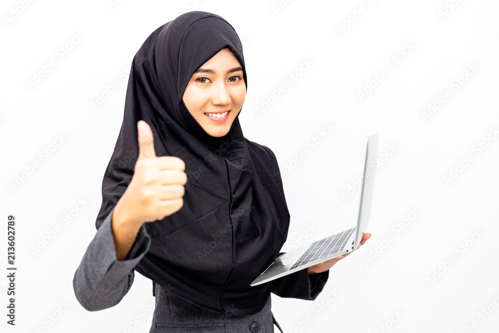 Portrait charming beautiful Muslim business woman. Attractive beautiful ...