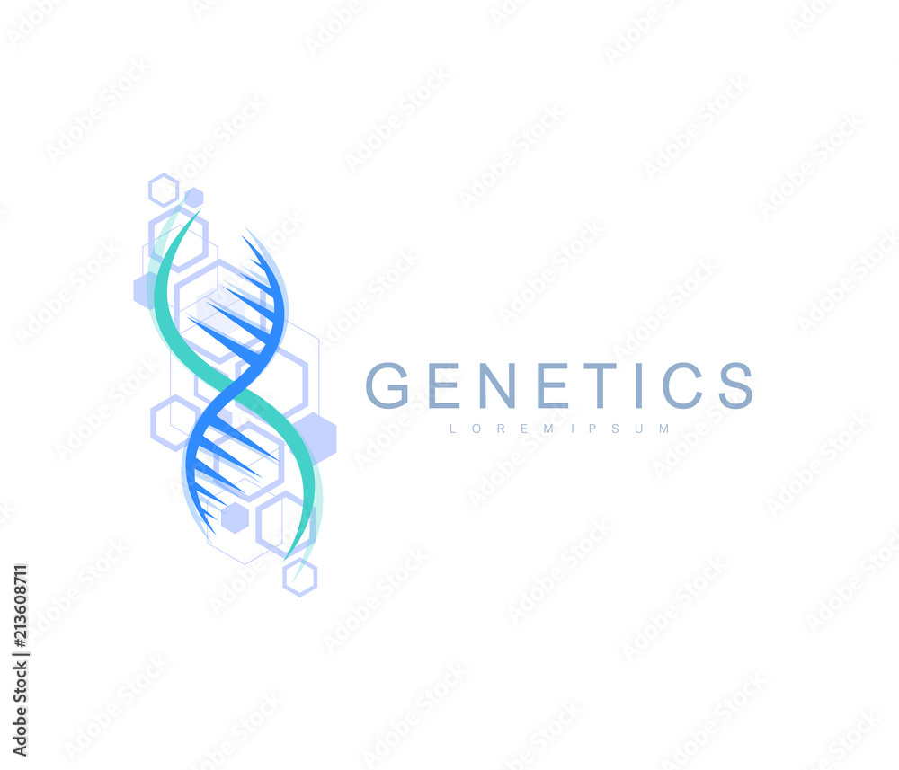 Science genetics logo, DNA helix. Genetic analysis, research biotech ...