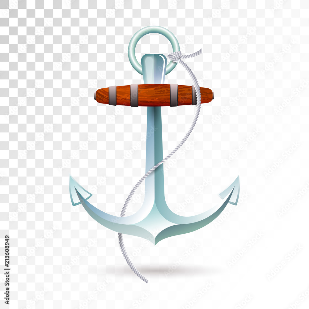 Ships anchor and rope isolated on transparent background. Detailed ...