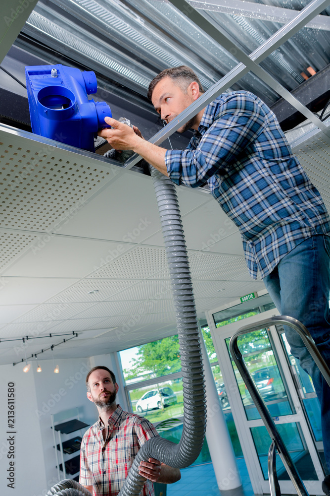 installing the ventilation box Stock Photo | Adobe Stock