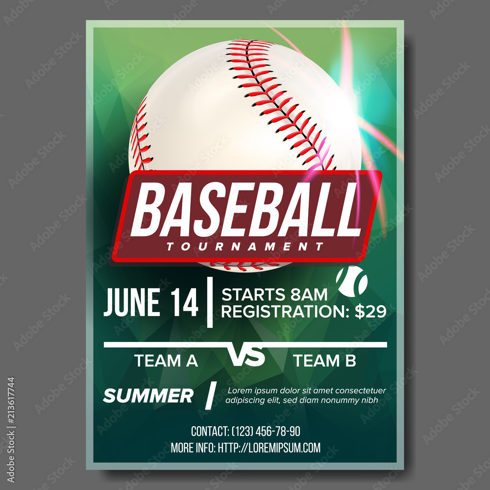 Baseball Poster Vector. Banner Advertising. Base, Ball. Sport Event ...