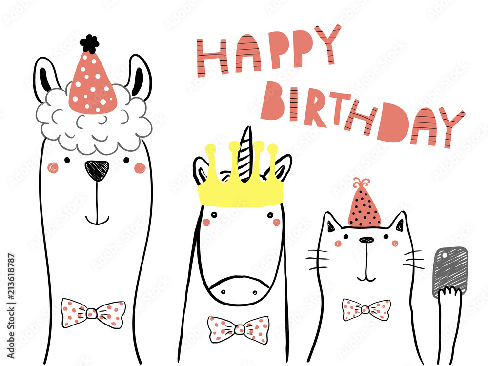 Cute Hand Drawn Birthday Cards