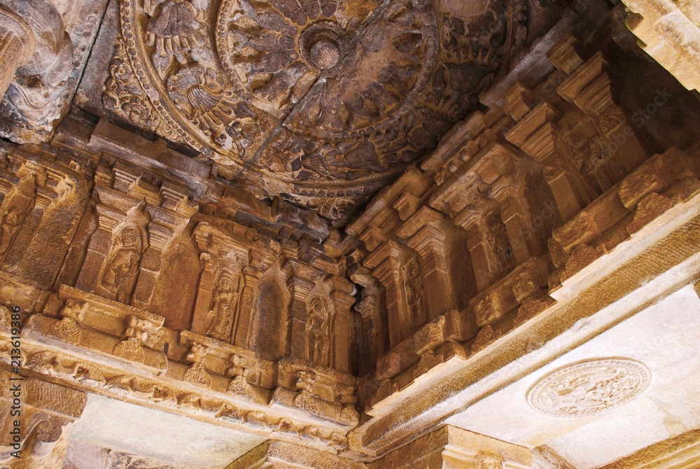 Ceiling of the mukha-mandapa, Durga temple, Aihole, Bagalkot, Karnataka ...
