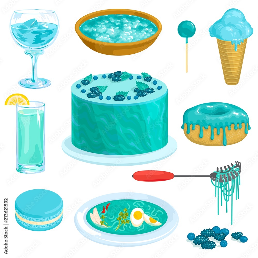 Turquoise vector blue cacke or sweet dessert with blueberry and blur ...