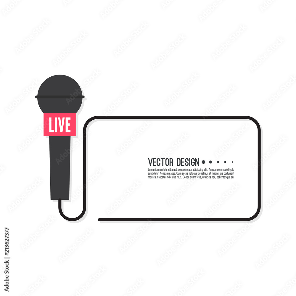 Vector template with microphone. Symbol breaking news on TV and radio ...