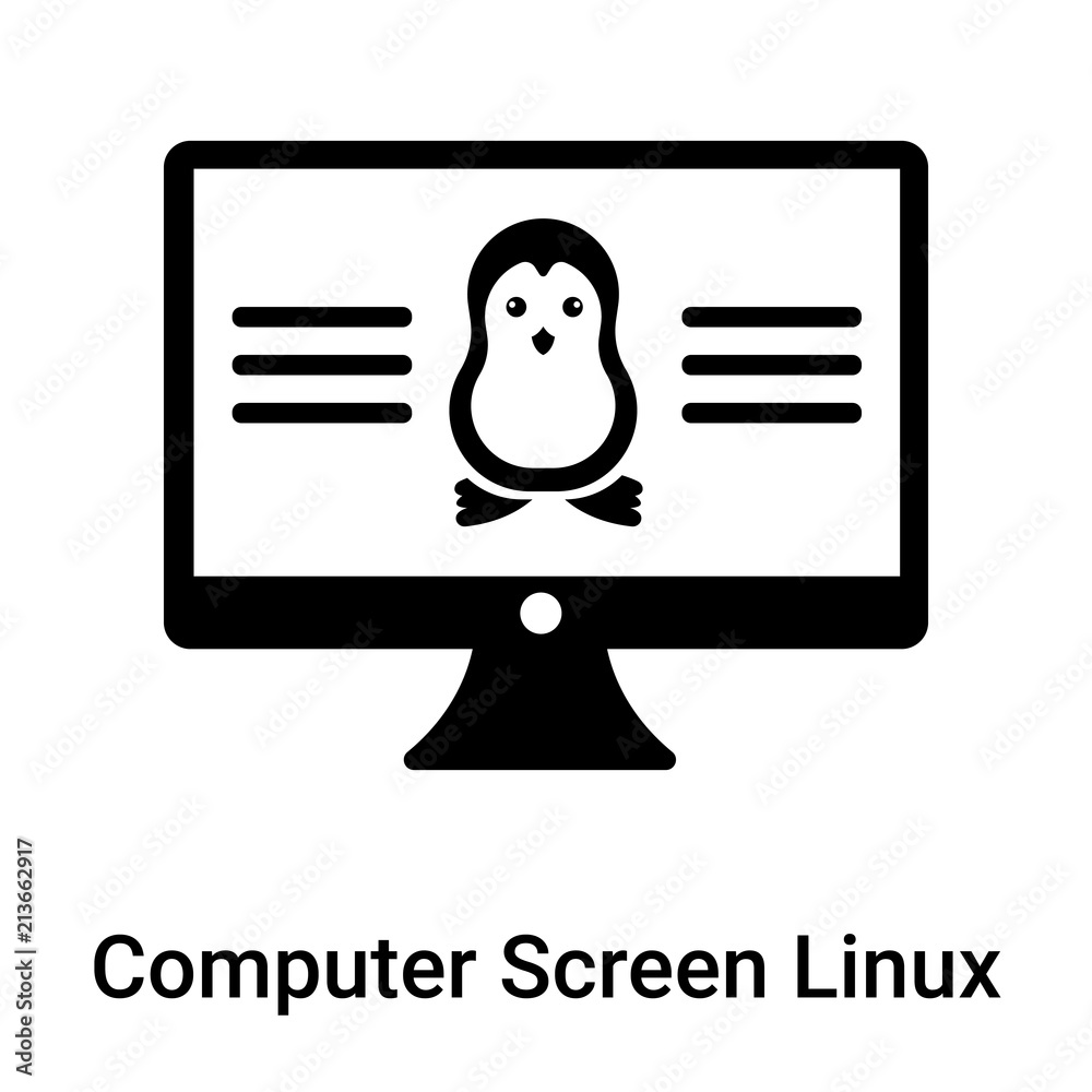 Computer Screen Linux icon vector sign and symbol isolated on white ...