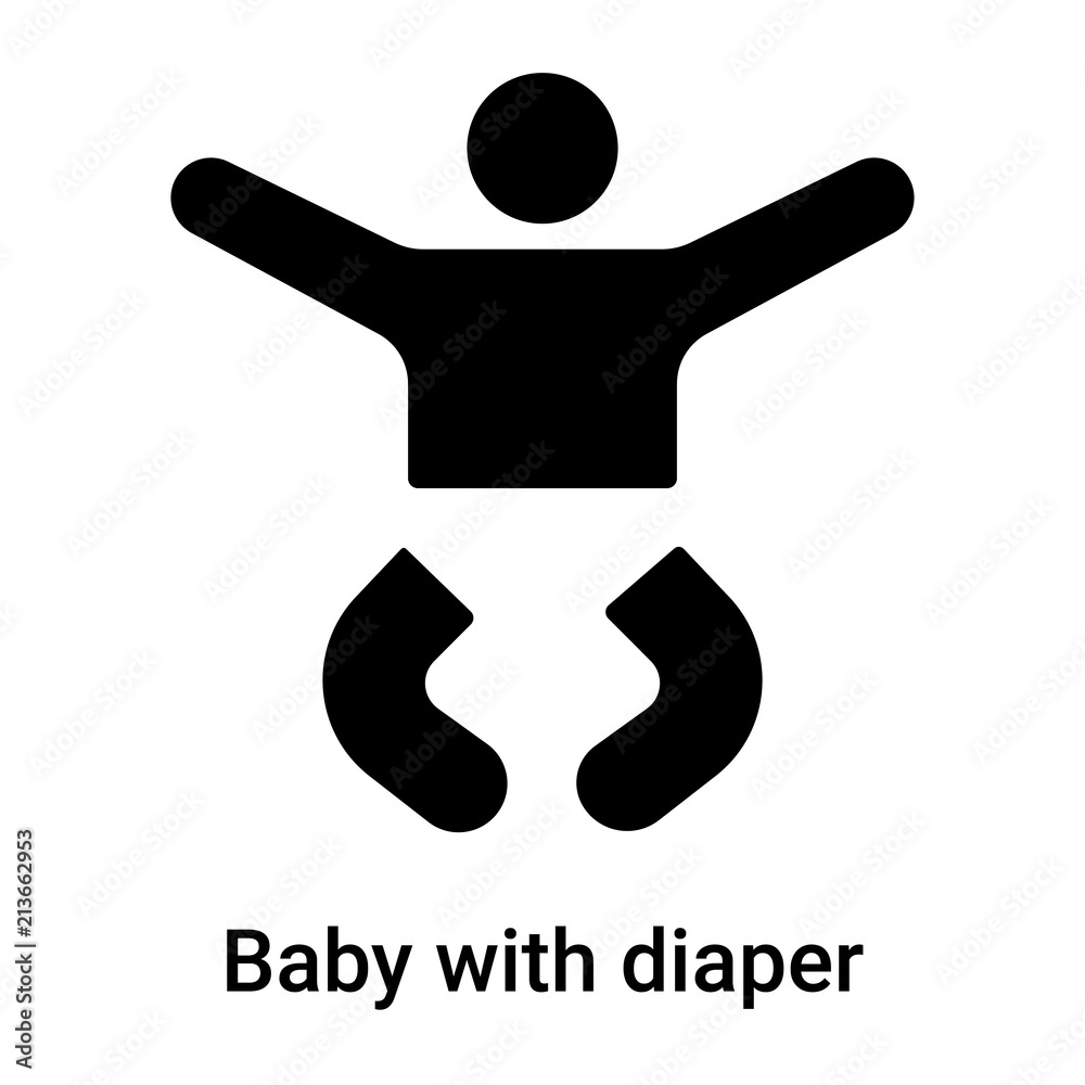 Baby with diaper icon vector sign and symbol isolated on white ...