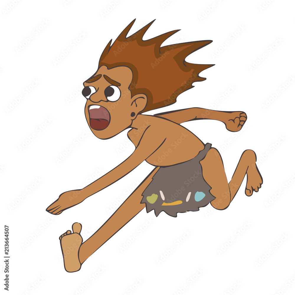 Scared Man Running Cartoon