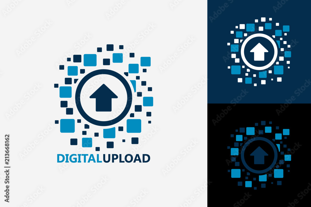 Pixel Digital Upload Logo Template Design Vector, Emblem, Design ...