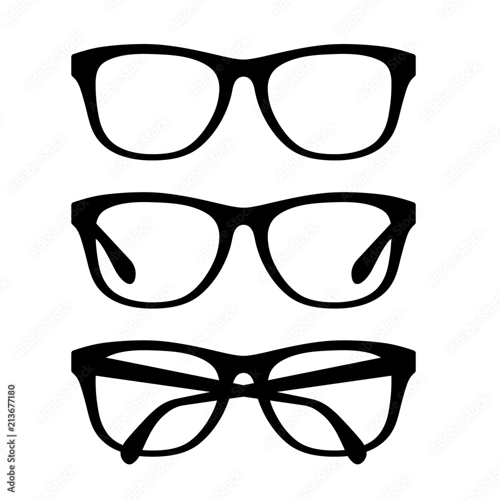Black glasses set. Vector retro eyeglasses frames set. Stock Vector ...