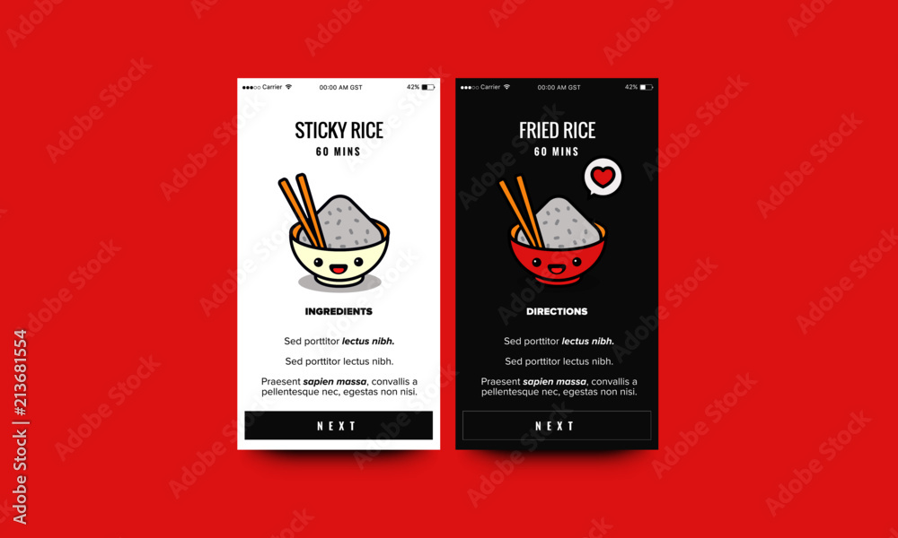 Rice Menu with Bowl Chopsticks Where and When Details Stock Vector ...