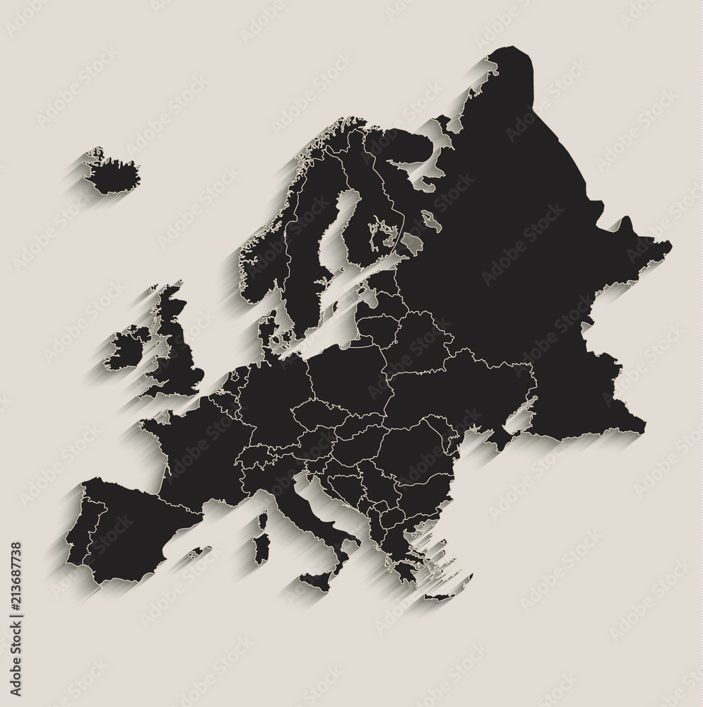 Europe map Black blackboard separate states individual vector Stock ...