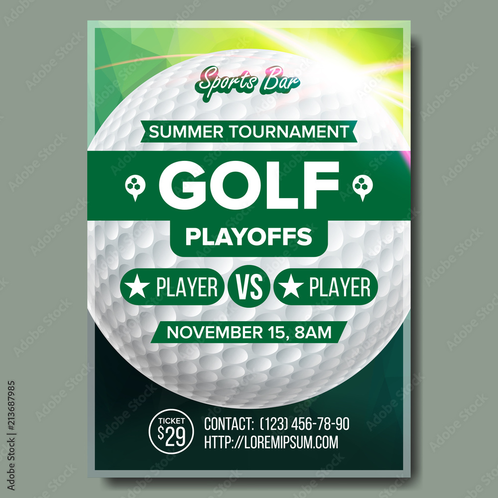 Golf Poster Vector. Design For Sport Bar Promotion. Golf Ball. Modern ...