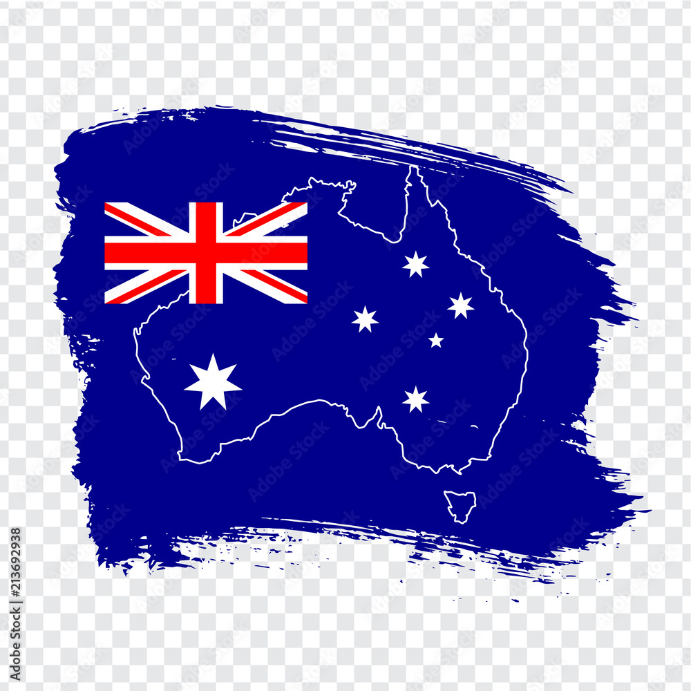 Flag of Australia from brush strokes and Blank map Australia. High ...