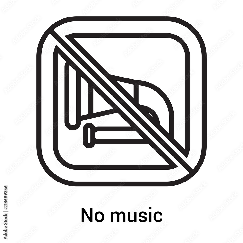 No music icon vector sign and symbol isolated on white background, No ...