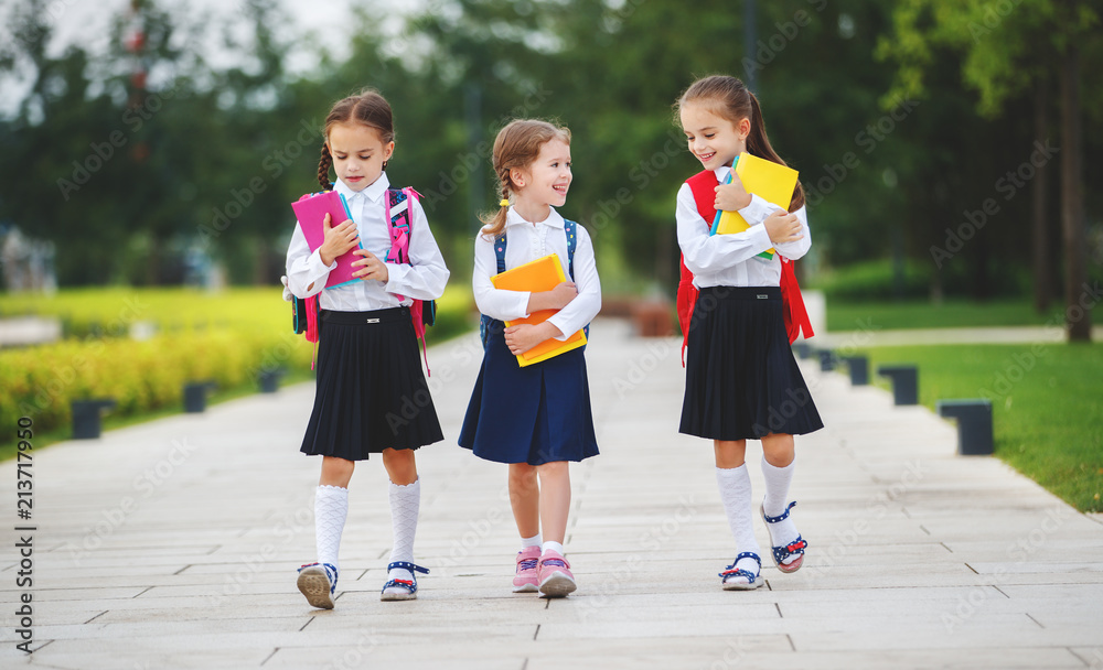 Happy children girlfriend schoolgirl student elementary school Stock ...