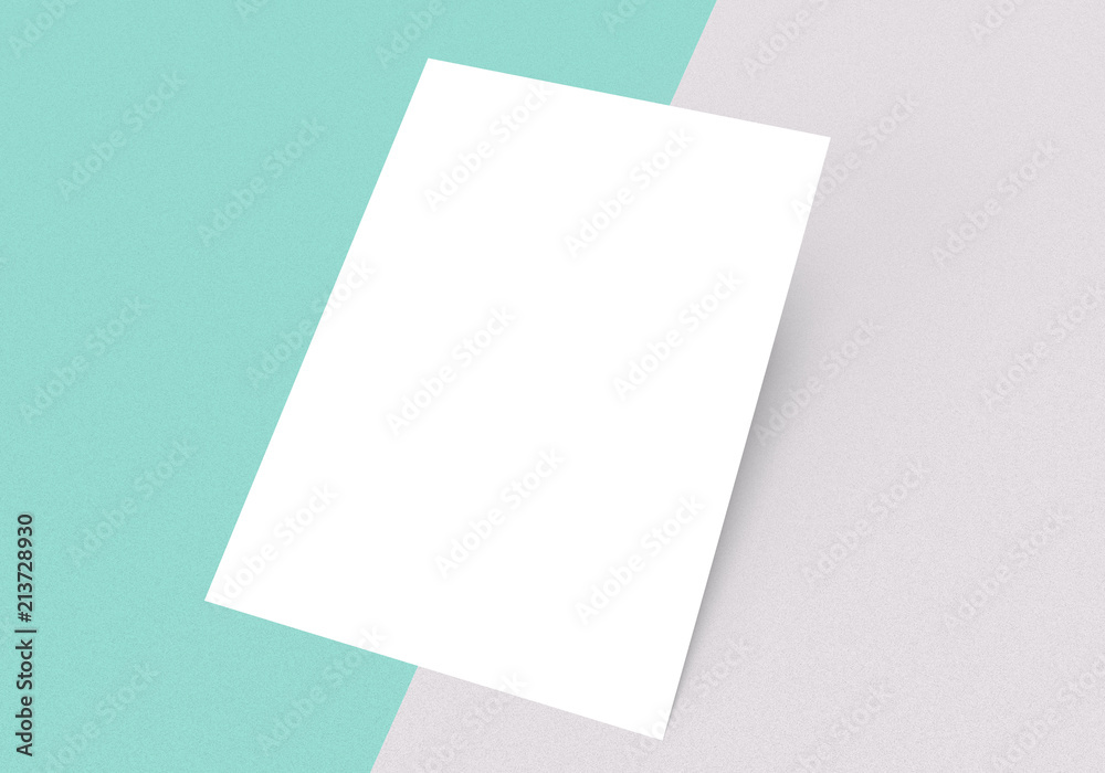 Blank A4 paper template on two color paper with green and grey of ...