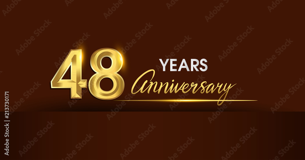48 years anniversary celebration logotype. anniversary logo with golden ...