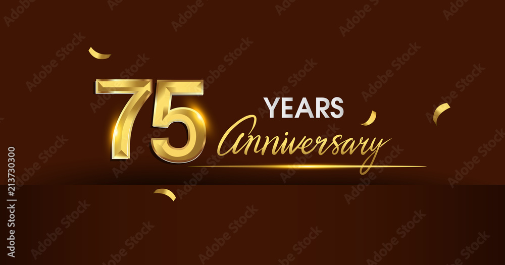 75 years anniversary celebration logotype. anniversary logo with golden ...