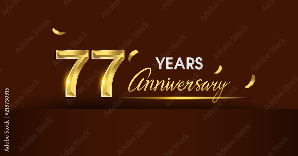 77 years anniversary celebration logotype. anniversary logo with golden ...