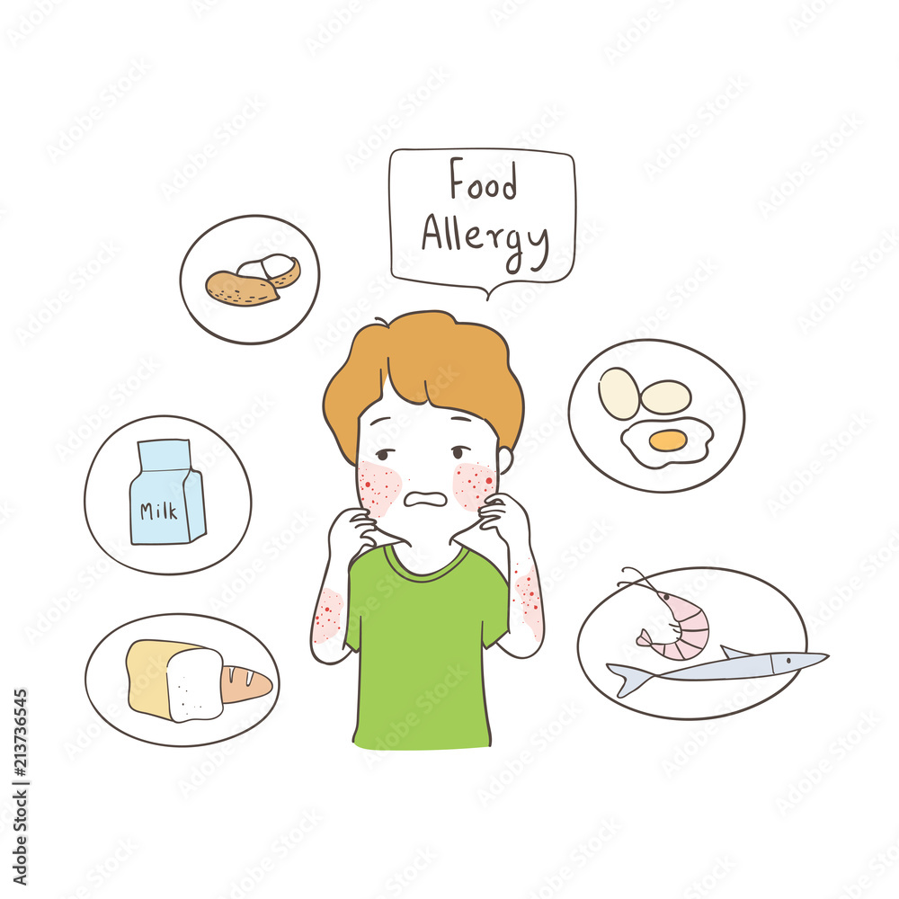 Draw infographic a boy and food allergy Stock Vector | Adobe Stock