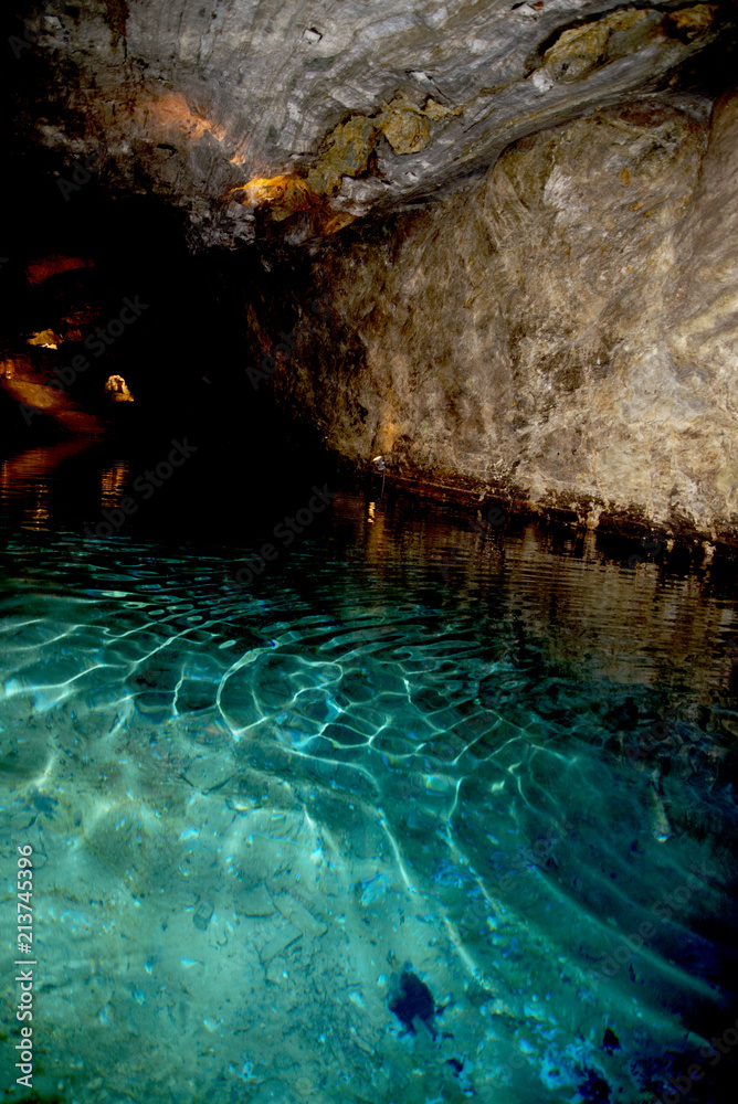 The Blue waters of an underground cave lake - crazy pattern, mimicking ...
